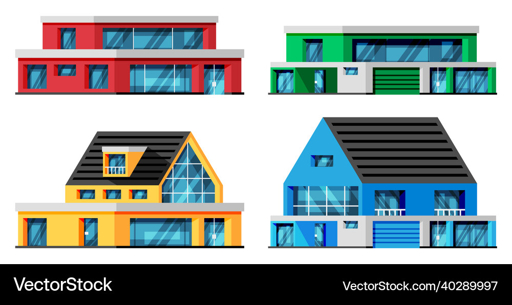 Set of modern energy efficient building Royalty Free Vector
