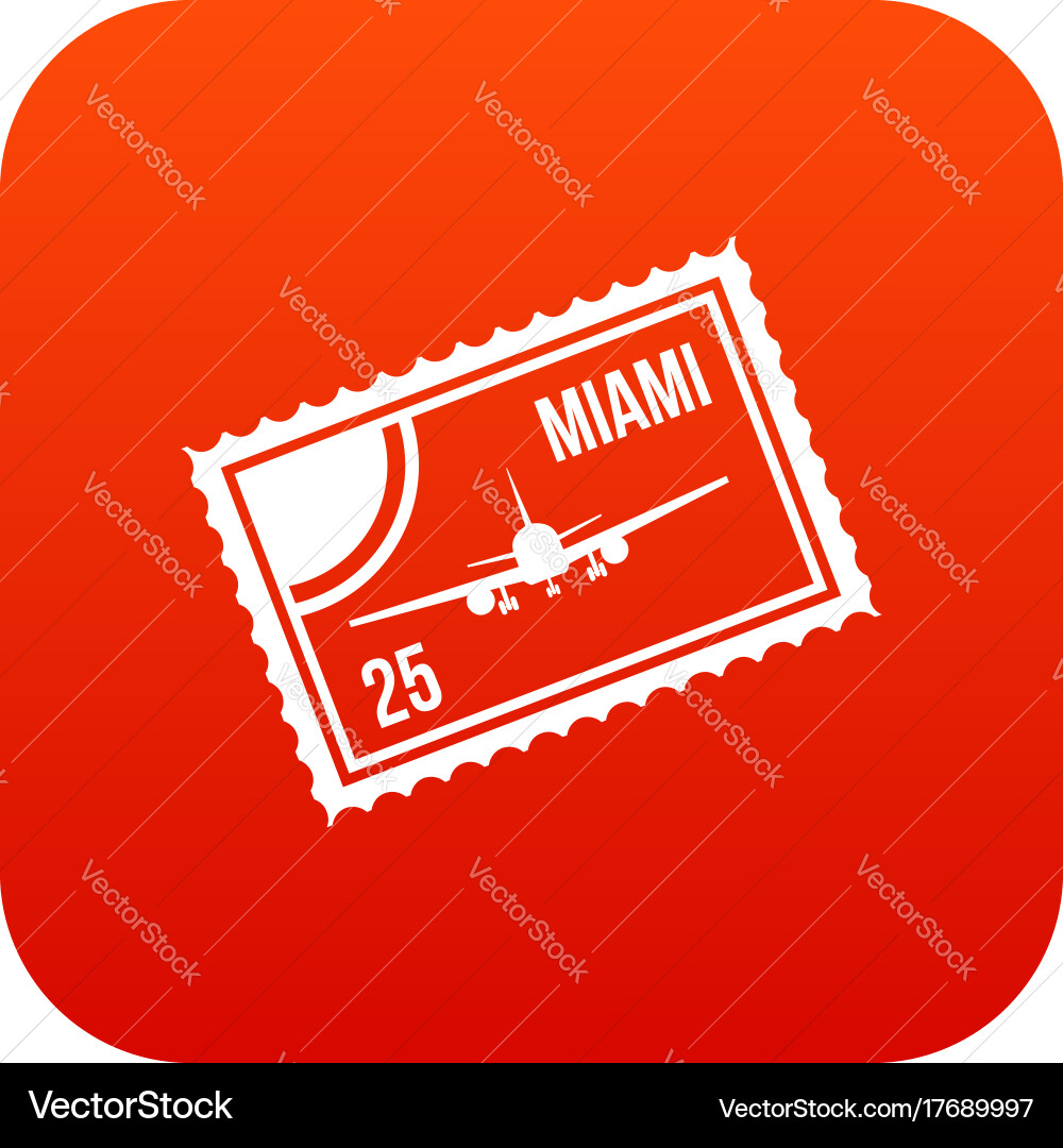 Stamp with plane and text miami inside icon Vector Image
