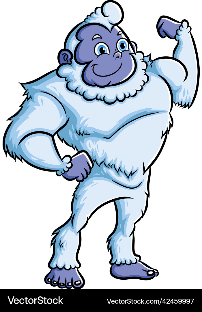 Strong yeti is showing its muscle Royalty Free Vector Image