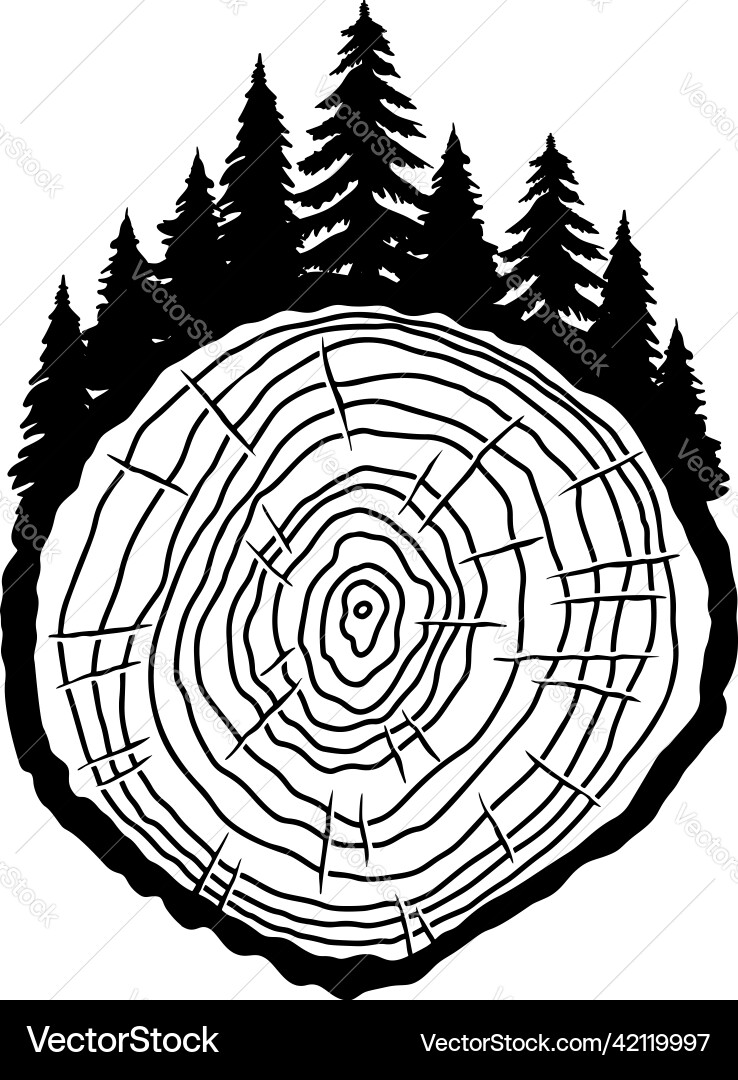Wood slice in monochrome style design element Vector Image