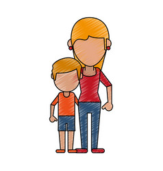 Faceless mother and child cartoon Royalty Free Vector Image