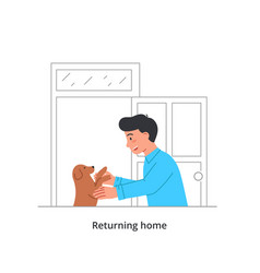 Male character returning home from military Vector Image