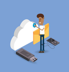 Cloud storage cartoon Royalty Free Vector Image