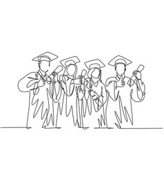 Education concept one line drawing young happy Vector Image