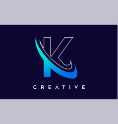 Initial letter k logo template colored blue Vector Image
