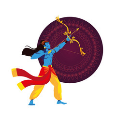 Lord ram cartoon with bow and arrow in front Vector Image