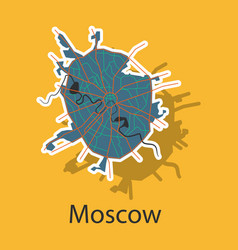 Sticker color map of moscow all objects are Vector Image