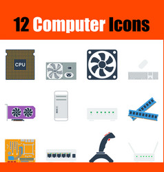 Computer parts isometric set isolated on white Vector Image
