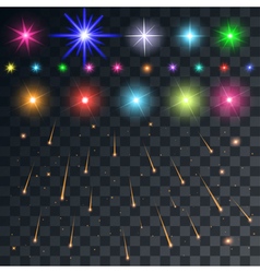 Light Glow Flare Stars Effect Set Royalty Free Vector Image