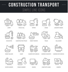 Construction vehicle and transport flat icons Vector Image