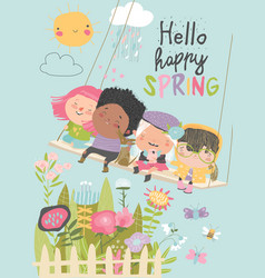 Kids spring or summer outdoor activities set Vector Image