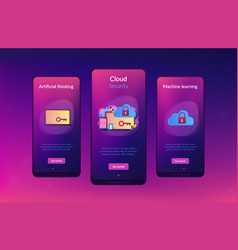 Cloud computing security app interface template Vector Image