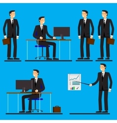 Cool flat design corporate business people line-up
