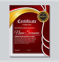 Award template certificate gold color and red Vector Image