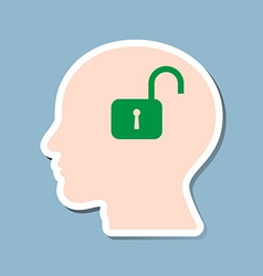 Brain lock in human head Royalty Free Vector Image