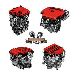 Cartoon japan tuned car on red sun background Vector Image