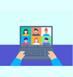 Video call concept banner design in flat style Vector Image