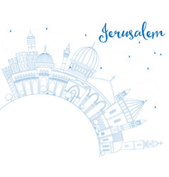 Jerusalem israel skyline with color buildings Vector Image