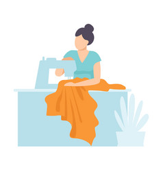Seamstress isolated female character sewing Vector Image