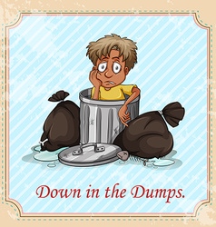 Idiom down in the dumps Royalty Free Vector Image