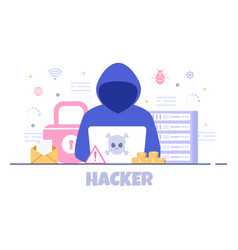 Hacker using computer server to activity hacked Vector Image