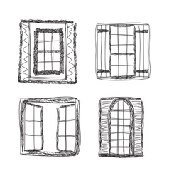 Window and curtains sketch Royalty Free Vector Image