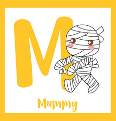 Letter m tracing walking mummy Royalty Free Vector Image