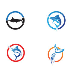 Marlin jump fish logo and symbols icon Royalty Free Vector