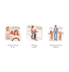 Family daily routine isolated cartoon Royalty Free Vector