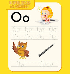 Owl o letter cute children animal alphabet Vector Image