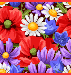 Seamless pattern with summer flowers Royalty Free Vector