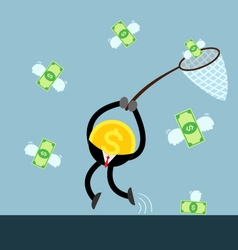 Coin money fishing dollar bill Royalty Free Vector Image