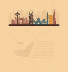 Template leaflets with a map of the uae and dubai Vector Image