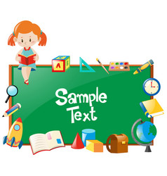 Border template with cute girl Royalty Free Vector Image