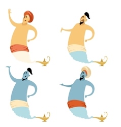 Genie granting the wish Royalty Free Vector Image