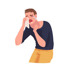 Crying man character weeping and sobbing from Vector Image
