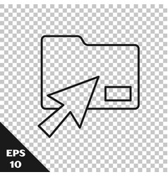 Black line cursor click document folder icon Vector Image
