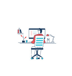 Cartoon man or businessman watching computer Vector Image