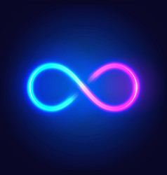 Neon light blue and violet infinity symbol on Vector Image