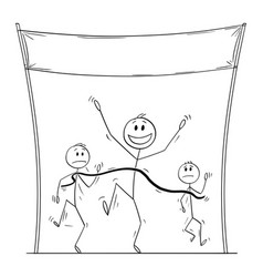 Cartoon victorious man who is first Royalty Free Vector