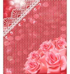 Background with red roses and lace Royalty Free Vector Image