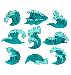 Icon of powerful sea wave high ocean tide Vector Image