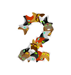 Number 5 cat font cats five pet alphabet Vector Image