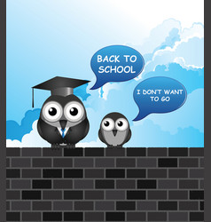 Comical back to school teacher and student Vector Image