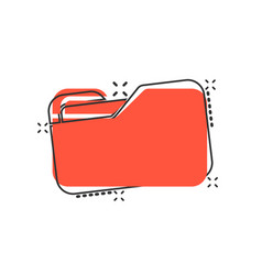 File folder icon in comic style documents archive Vector Image