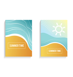 Blue ocean wave on sandy beach with label summer Vector Image