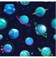 Seamless pattern with planets rockets and stars Vector Image