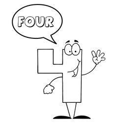 Funny cartoon friendly number 4 four guy Vector Image
