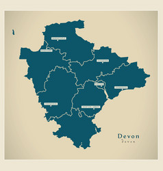 Devon england map with states and modern round Vector Image