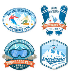 Skiing Vintage Labels Set Royalty Free Vector Image
